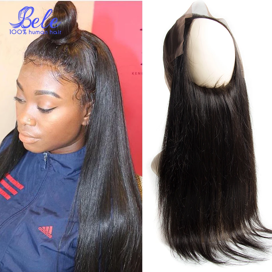 360 Lace Band Frontal Closures Straight Weave Peruvian Virgin Human ...