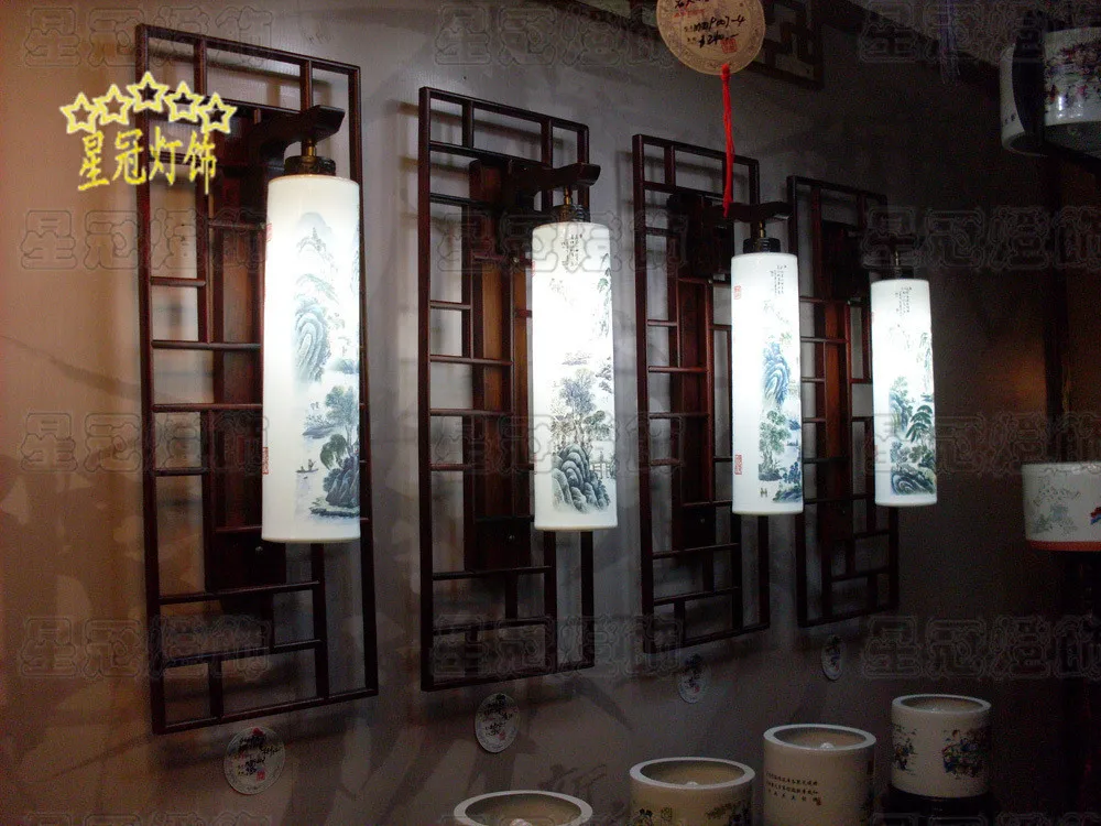 Large chinese style wall lamp living room wall lamp classical ceramic ...