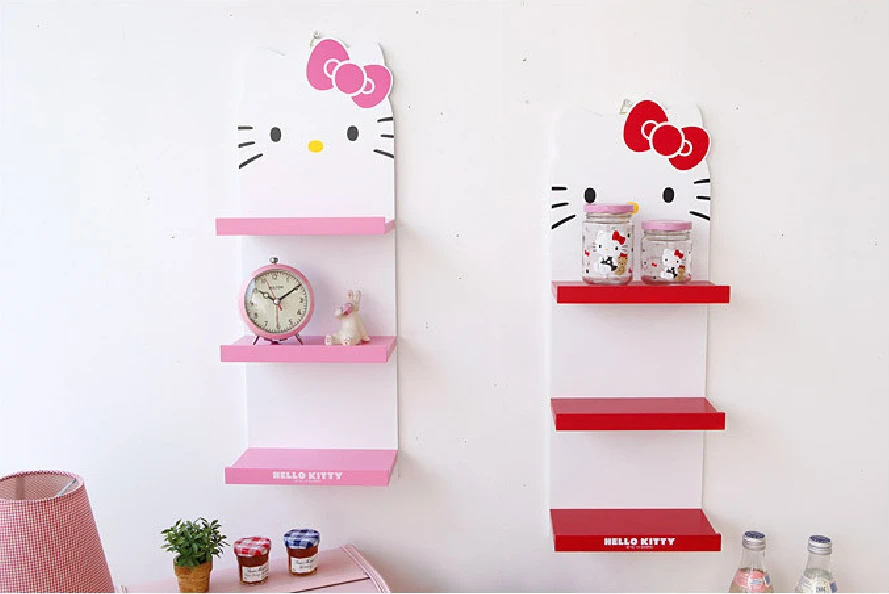 Hello Kitty girl princess pink cute wood cathead sorting rack / shelf ...