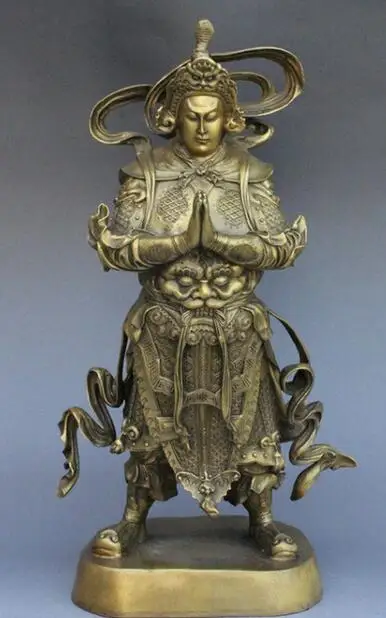 17 China Bronze Rei Guerreiro Divindade Veda Wei Tuo Bodhisattva Statue ...