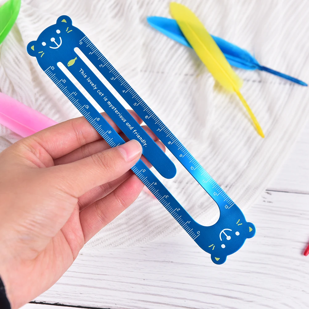 Kawaii Cartoon Frog Bear Pig Cat Metal Paper Clip Stationery Ruler For ...