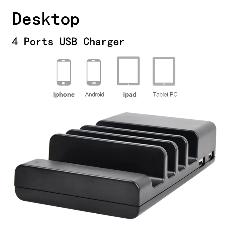4 USB Ports Mobile Phone Charger Travel Charging Station Chargers Dock ...