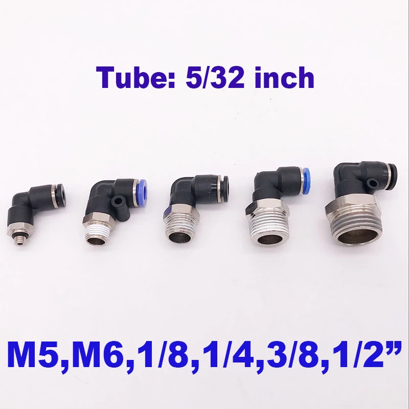 L ประเภท pneumatic push in fitting M5 M6 1/8 1/4 3/8 BSP/npt ข้อศอก 5/ ...