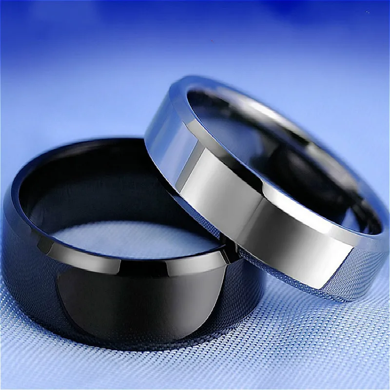 Elegant Fashion Shine Black Titanium Steel Finger Ring for Plated Rings ...