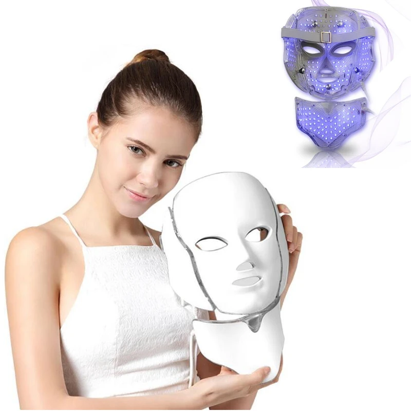 Mascarilla de spa con luz LED de 7 colores para terapia Facial, cuidado ...