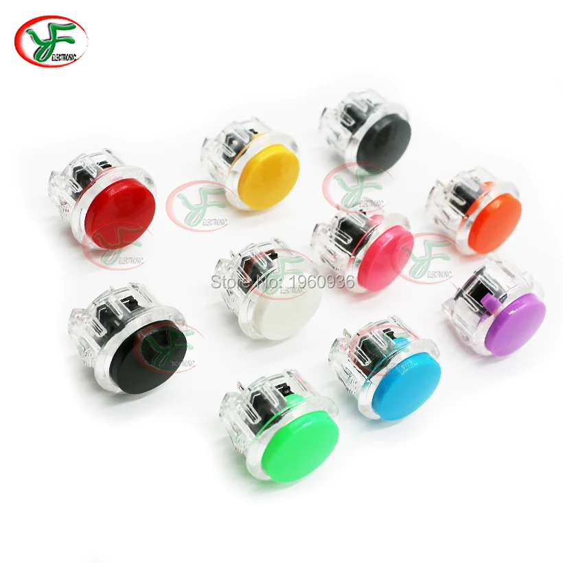 100pcs/lot Copy Sanwa Button 30mm Push button Clear Arcade Button Round ...