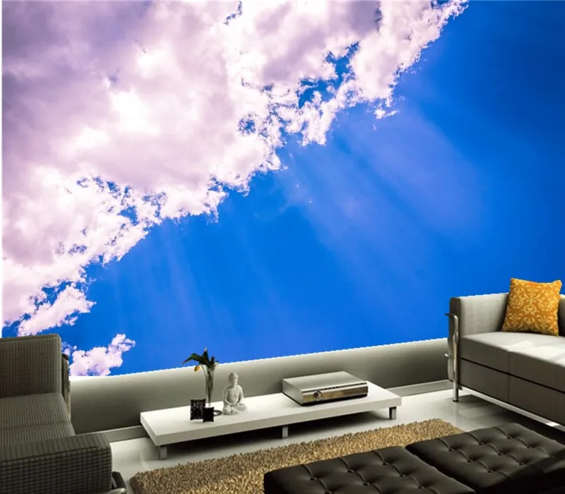 Mural-3D-Kustom-Langit-Awan-Sinar-Cahaya-Wallpaper-Alam-Kertas-Dinding ...