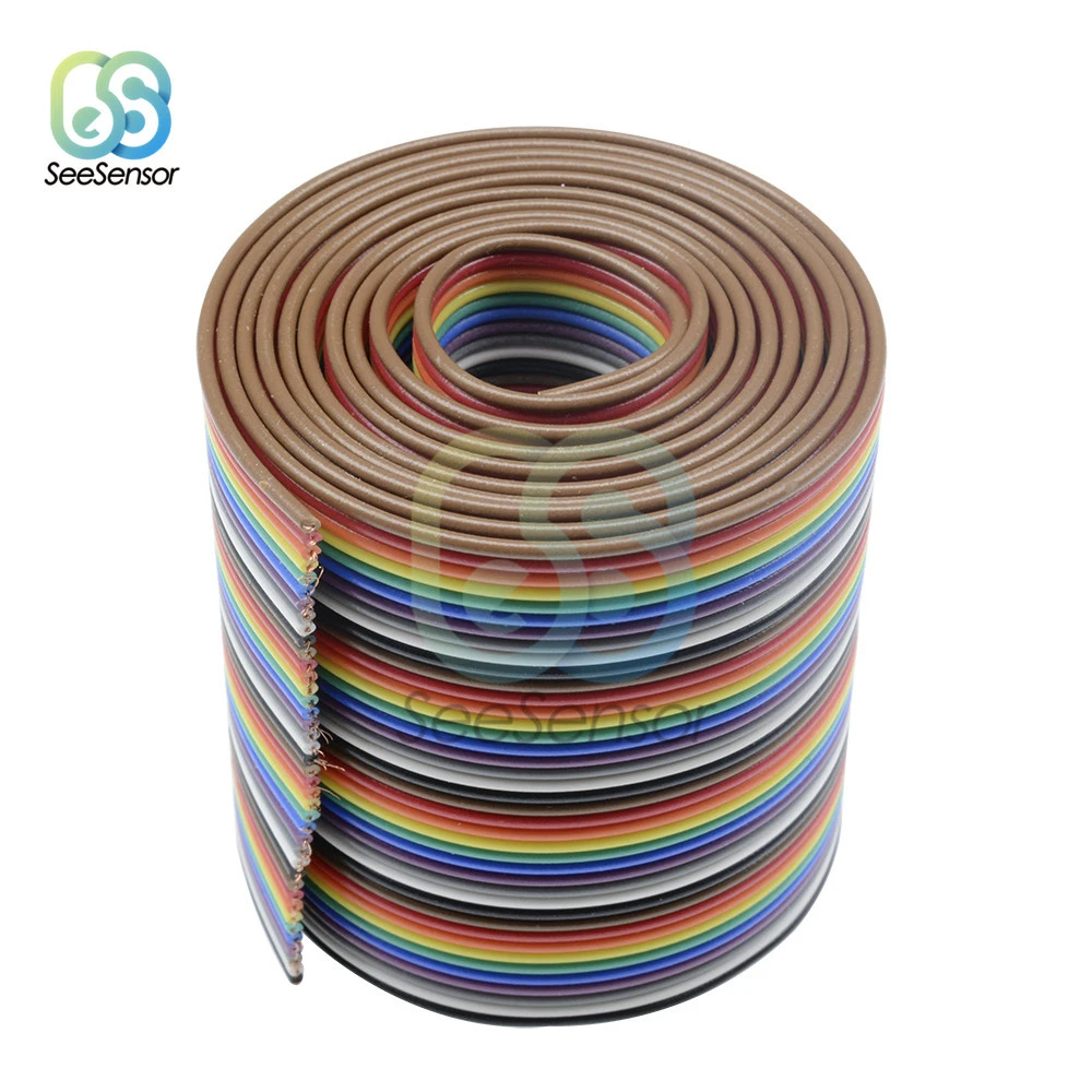 40 Pin Rainbow Ribbon Idc Cable Wire 1m 3.3ft Rainbow Cable Flat Cable ...