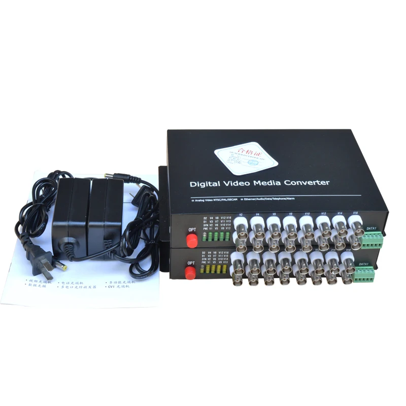 16-CH-Video-Fiber-Optical-Media-Converters-16-BNC-Transmitter-Receiver ...