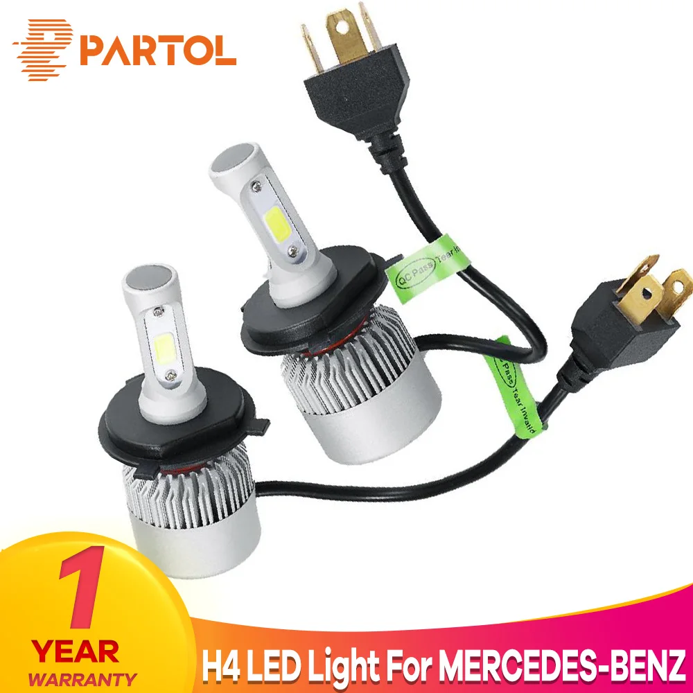 Partol S2 H4 Hi lo Beam Car LED Headlight Bulbs 72W 8000LM COB LED Headlamp Auto Auto Light ...