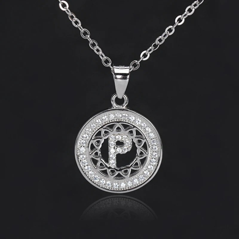 Fashion-925-Sterling-Silver-Fall-in-Love-Alphabet-Letter-P-Necklace-for ...