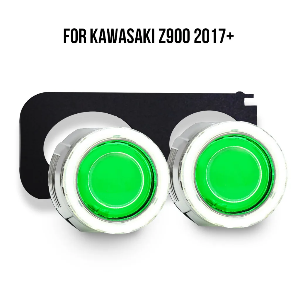 KT Headlight Suitable for Kawasaki Z900 2017+ LED Angel Eye Green Demon ...