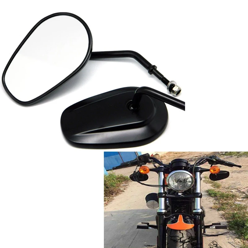 2x Motorcycle Mirrors Rear View Mirror 8mm Thread Rearview For Harley
