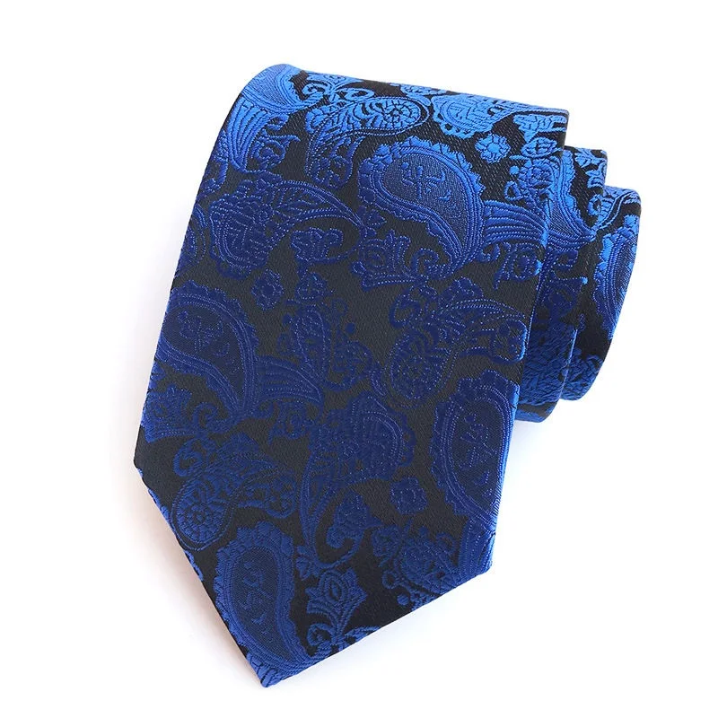 Hooyi Floral Blue Neck Tie Gravata Business Black Mens Ties For Men ...