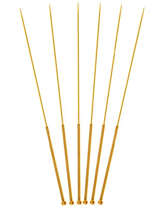 Sterile acupuncture needles full gold plated, full gilded, single ...