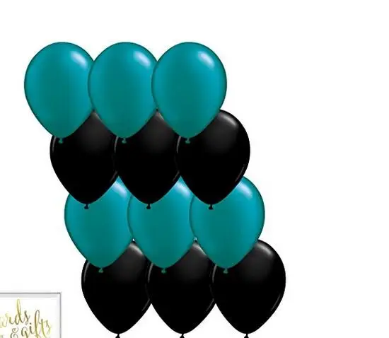 30 Count 10" Mixed Teal Blue and Black Latex Balloon Wedding Baby ...