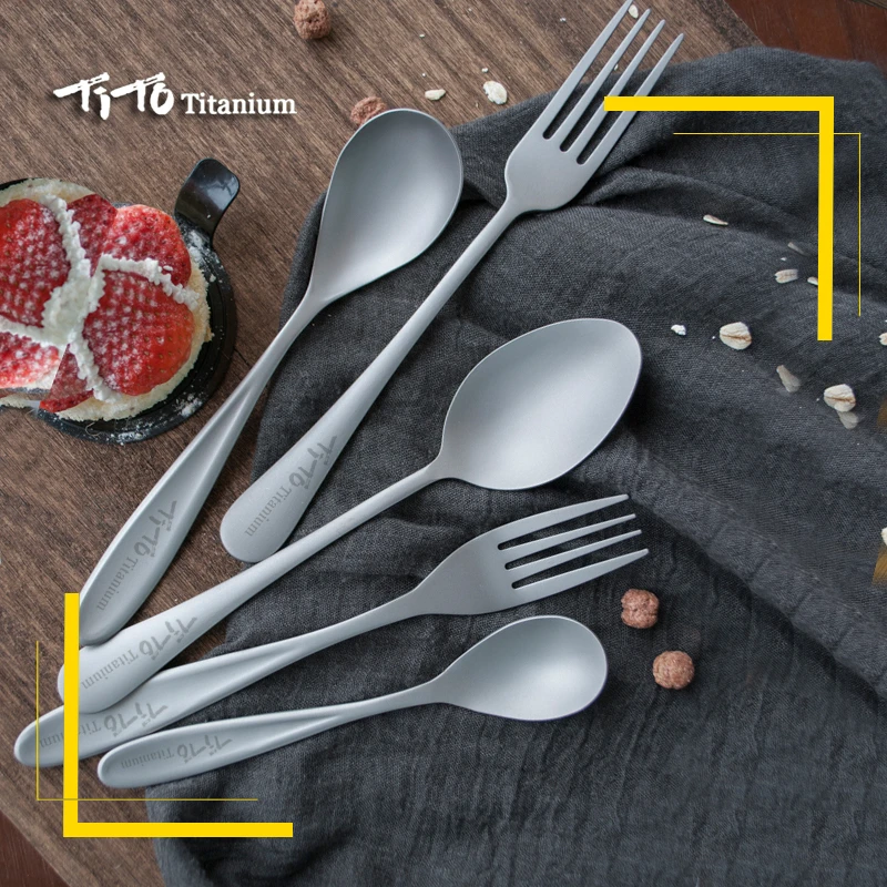 TiTo Titanium Sandblasting Spork and Spoon Ultra light and Durable ...