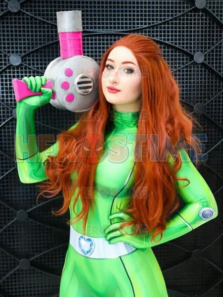 Sam Totally Spies Cosplay Costume DyeSub Printing Green Sam Lycra ...