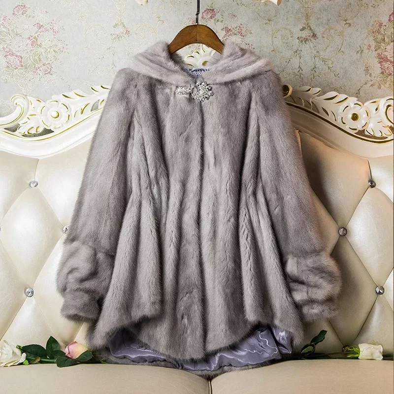 2017 Brand luxury women natural mink fur jacket long style With sashes ...