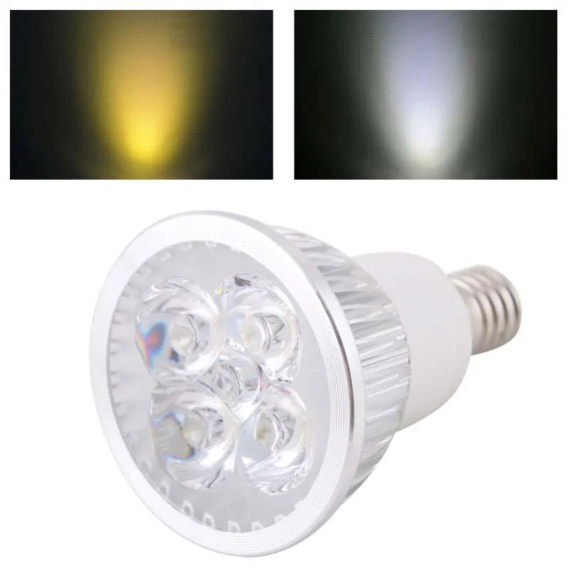 New Powerful E14 Warm Pure White 220V 12W 4LED Dimmable Light Spotlight ...