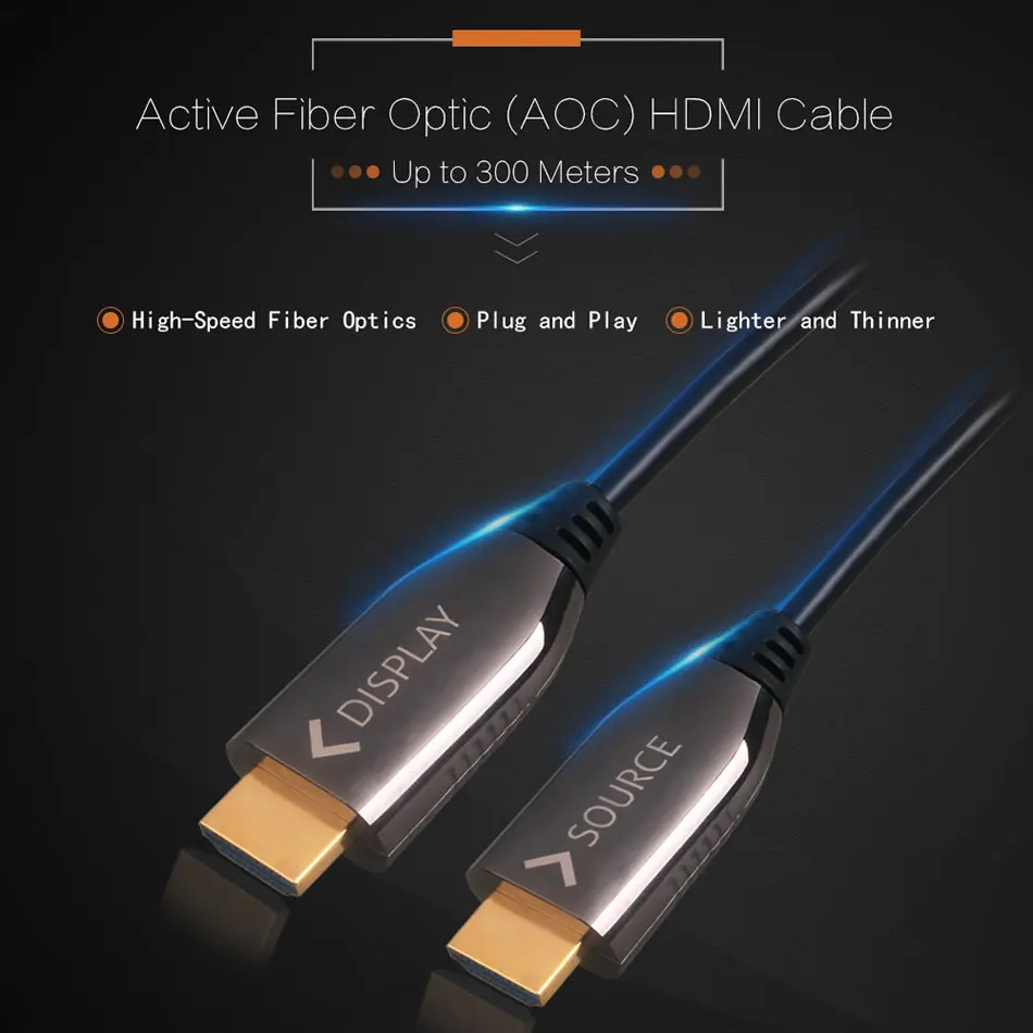 Ultra Slim Active Fiber Optic AOC High Speed 4K HD 60Ghz 1.4 / 2.0 ...