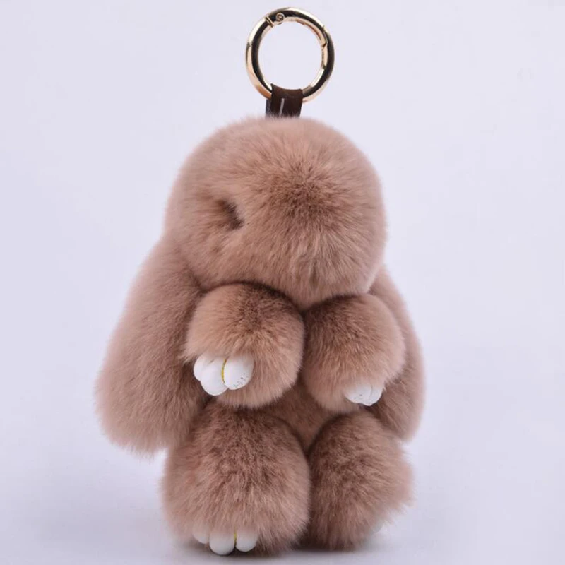 Faux Rex Rabbit Fur Key Chain Bunny Keychain Fur Pom Pom Key Ring Women ...