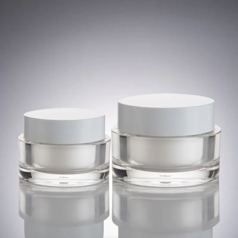 30g 50g acrylic cream jar packaging bottle with white lid, transparent small container , Sample ...