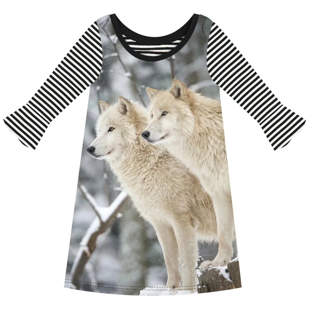 girl dress Long sleeve Girls stripe Dresses new Kids nice Two white ...