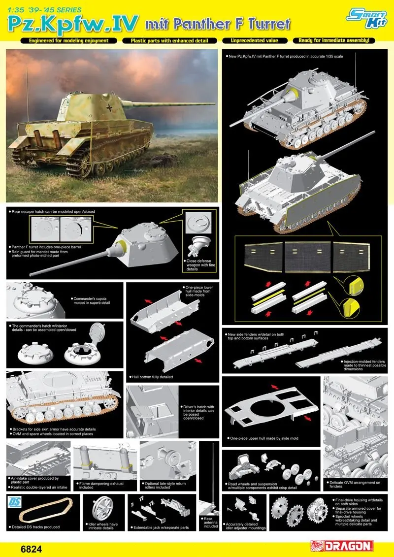 DRAGON 6824 1/35 Pz. Kpfw. IV mit Panther F набор моделей