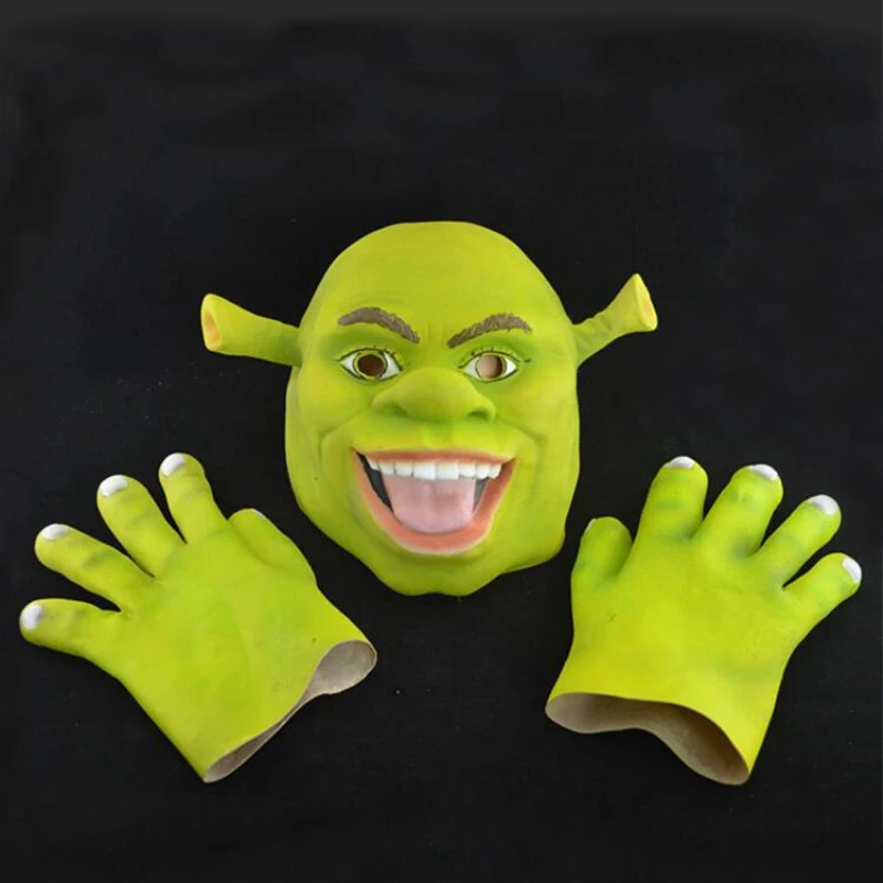 Free Shipping Full Head Eco friendly Latex Shrek Mask with Gloves ...