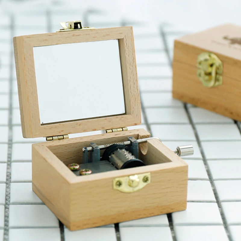 Wooden hand music box DIY rotary music box children's creative birthday ...