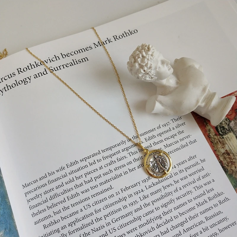 double sided figure pendant necklace Two-tone vintage Portrait creative ...