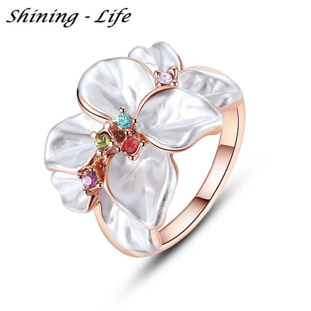 New Brand Fashion Jewelry Ring Rose Gold Color Austrian Crystal Enamel ...