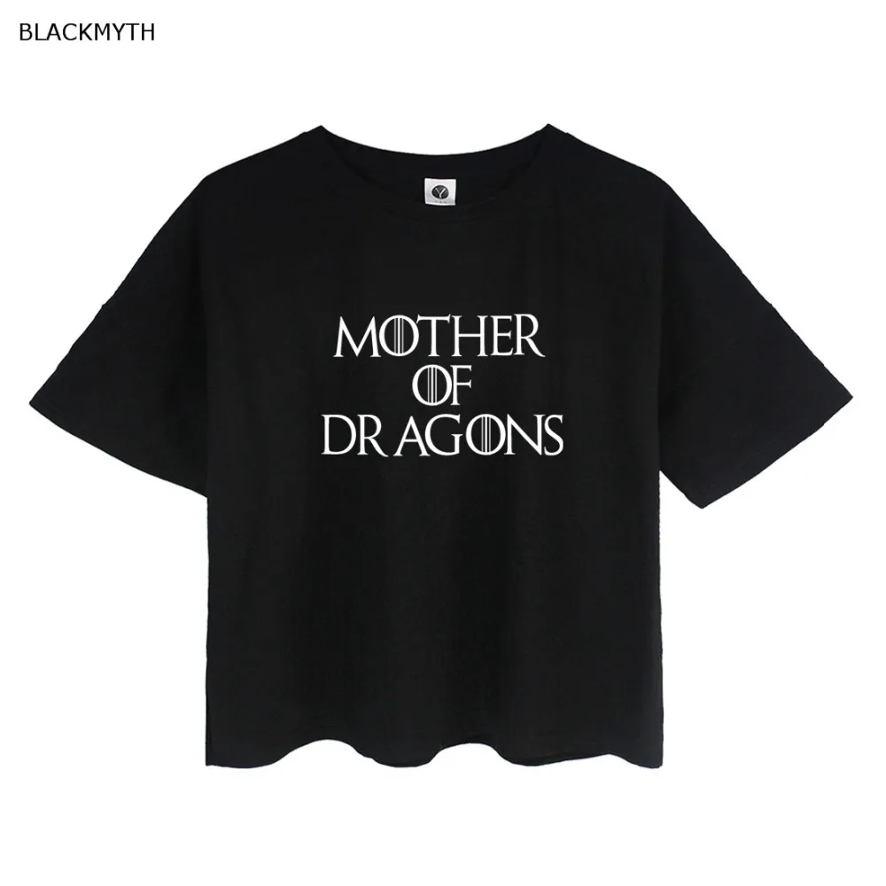 Blackmyth Letter Mother Of Dragons Women T Shirts Black O Neck Cotton