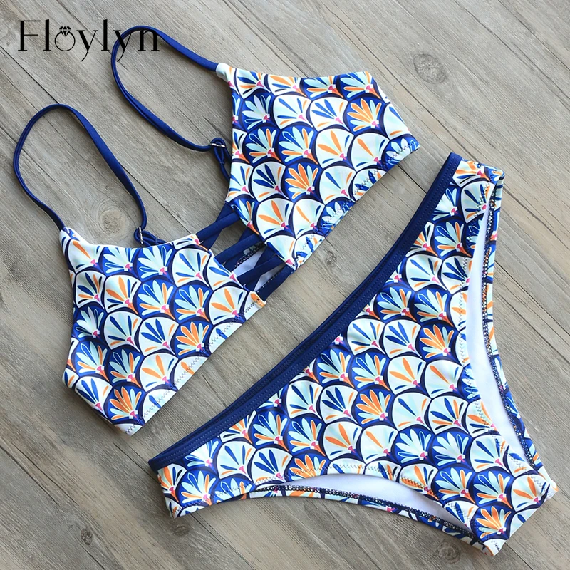 Buy Floylyn Vintage Printed Bikini Girls Retro Padded