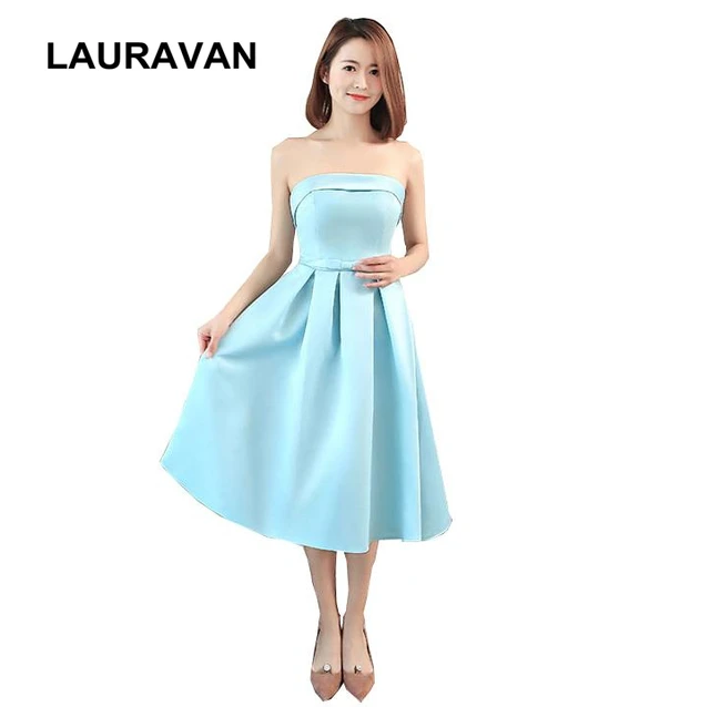 light sky blue teenage girls strapless robe bridesmaid formal fairytale ...