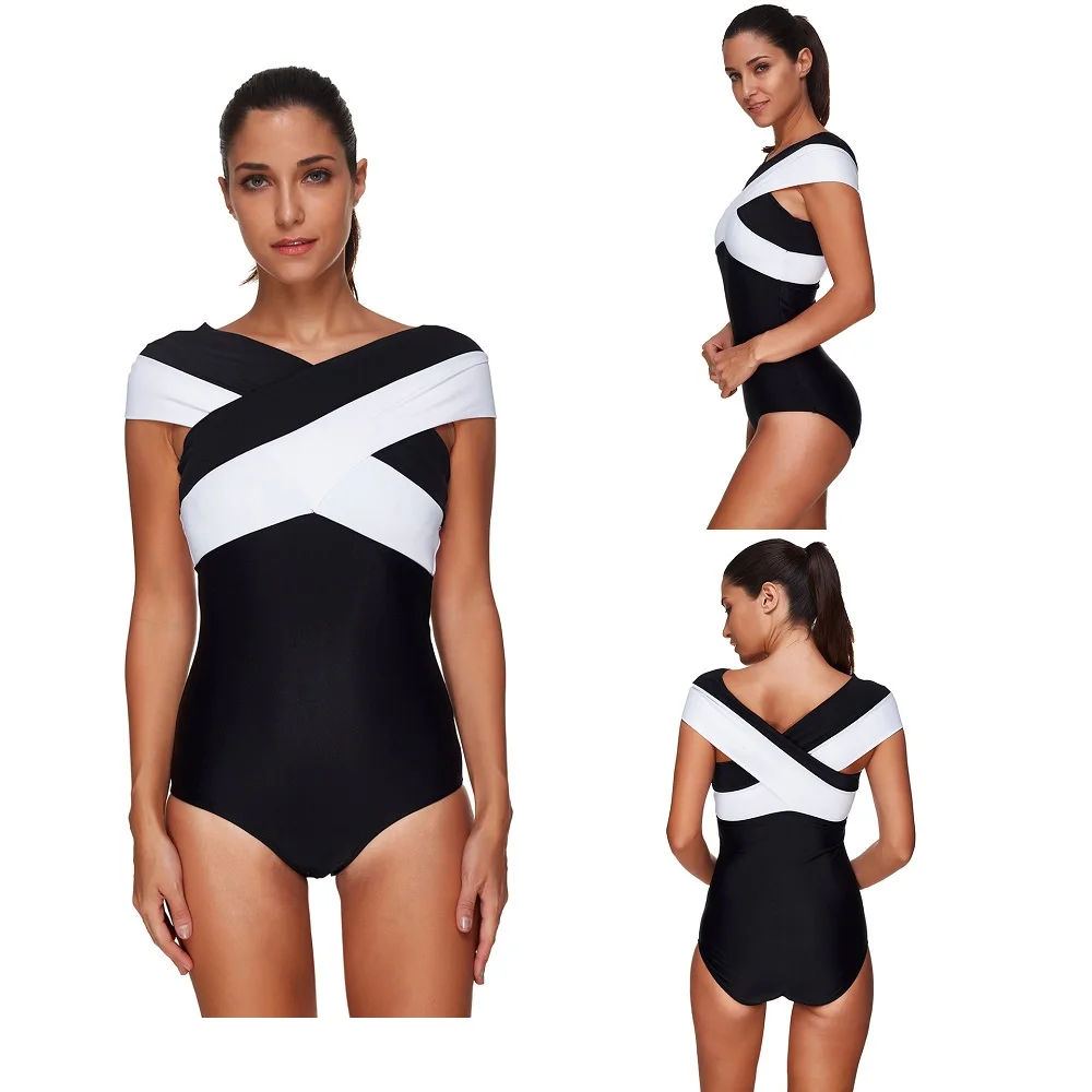 Aindav Brand New Printed Short Sleeve One Piece Swimsuit Women Swimwear