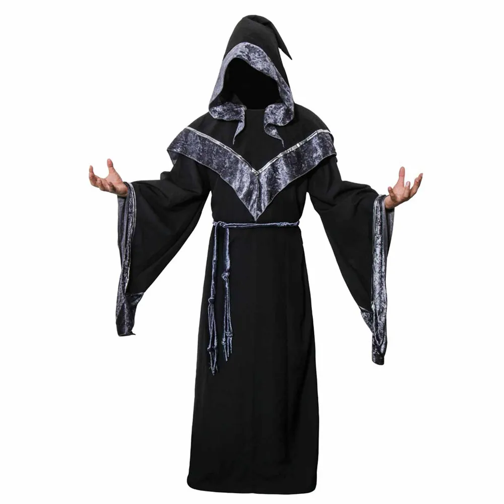 Adult-Men-Wizard-Priest-Outfit-Dark-Sorcerer-Robe-Monk-Robe-Religious ...