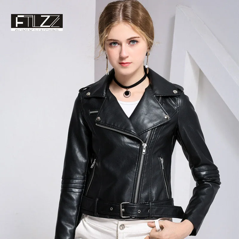 Women Short Leather Jacket New 2018 Spring Autumn Motorcycle Jacket ...