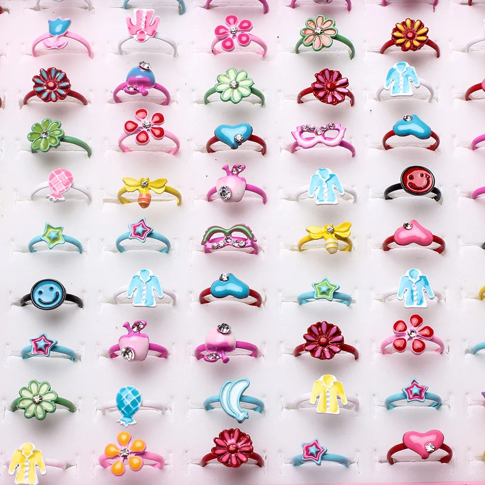 Wholesale Mix Lot 10pcs Cartoon Crystal Rings for Kids Girls Boy Mix ...