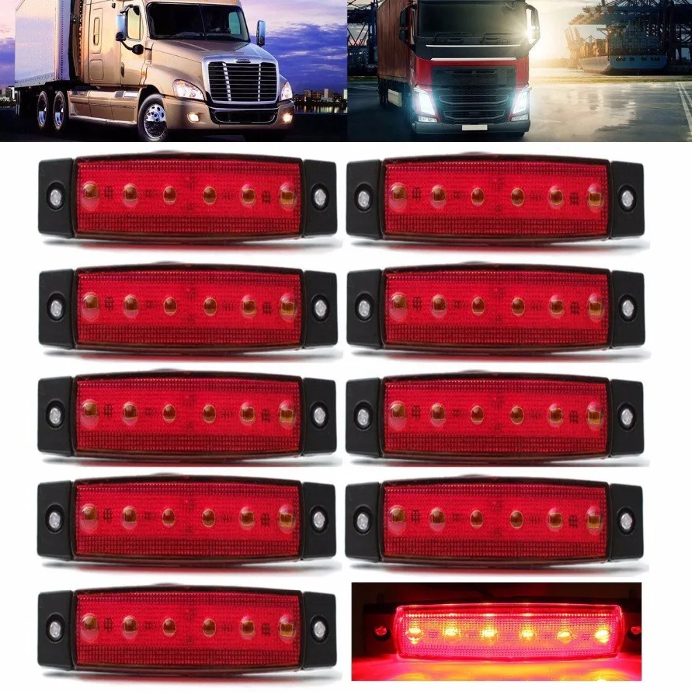 10x 12V LED Clearance Side Marker Light Indicator Lamp Strip Truck ...