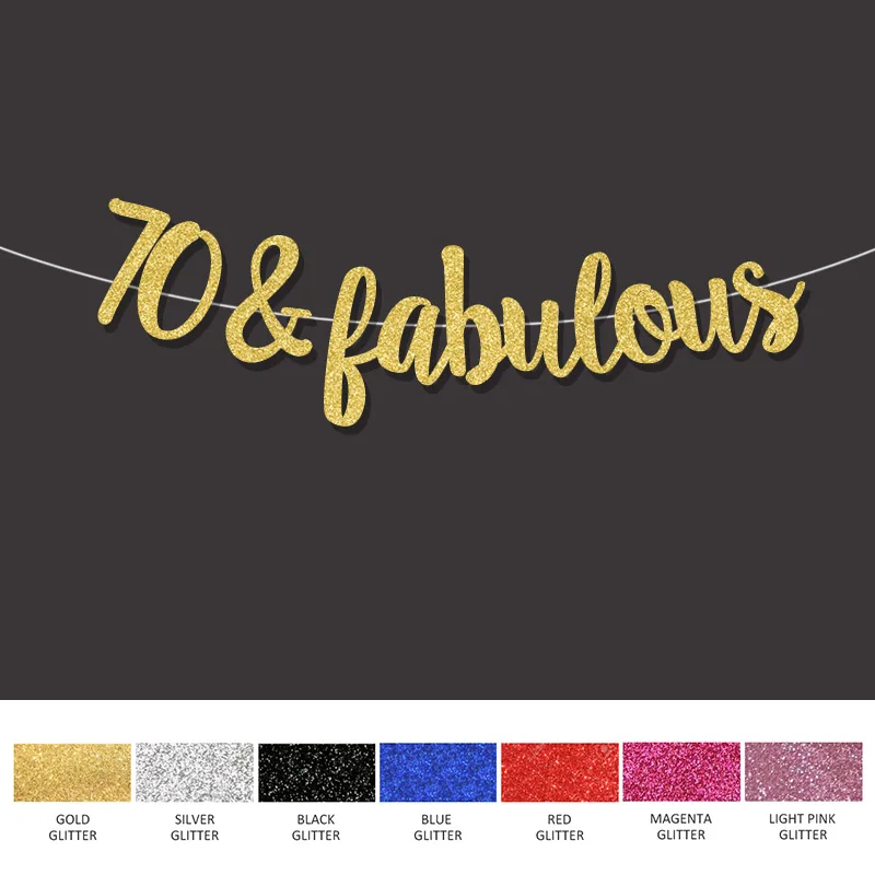 Party Supplies 70th birthday sign 70 & fabulous banner glitter 70 ...