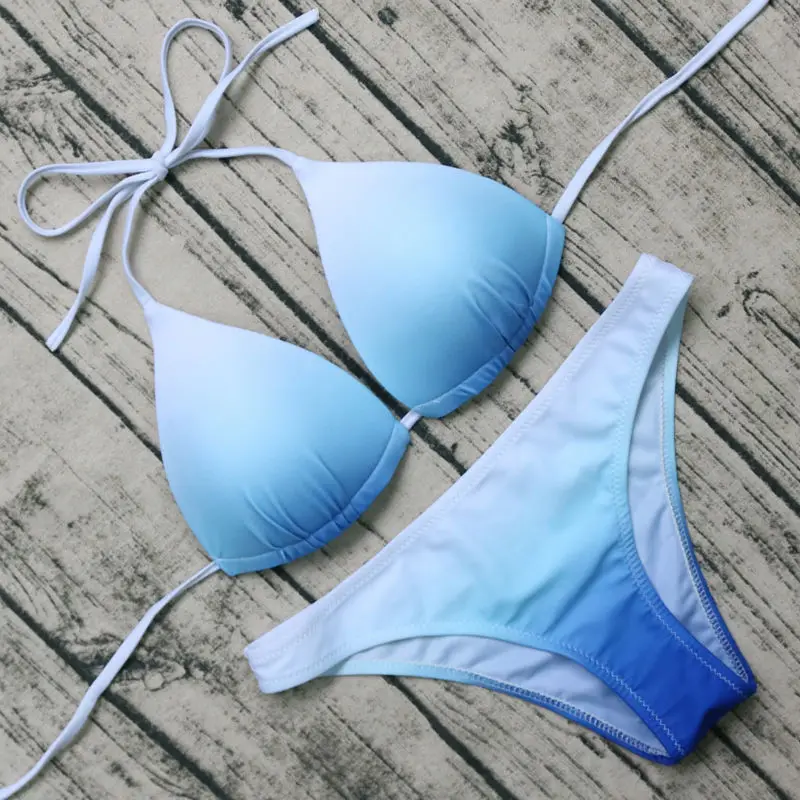 African Triangle Push Up Bikini Swimsuit 2017 Gradien Swimwear Women ...