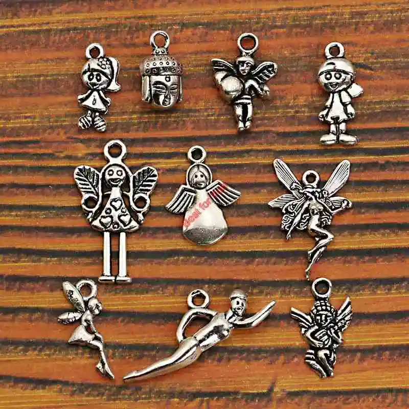 Mixed Tibetan Silver Tone Boy Princess Girl Angel Charm Fashion ...