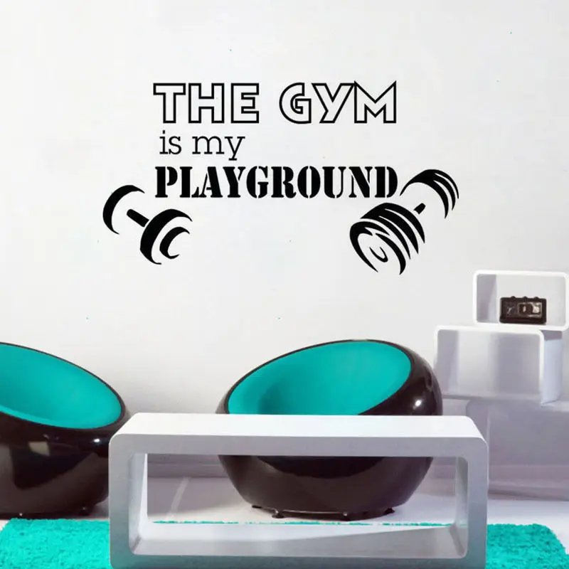 Vinyl The Gym Is My Playground Quote Wall Sticker Sport Gym Fitness Art ...