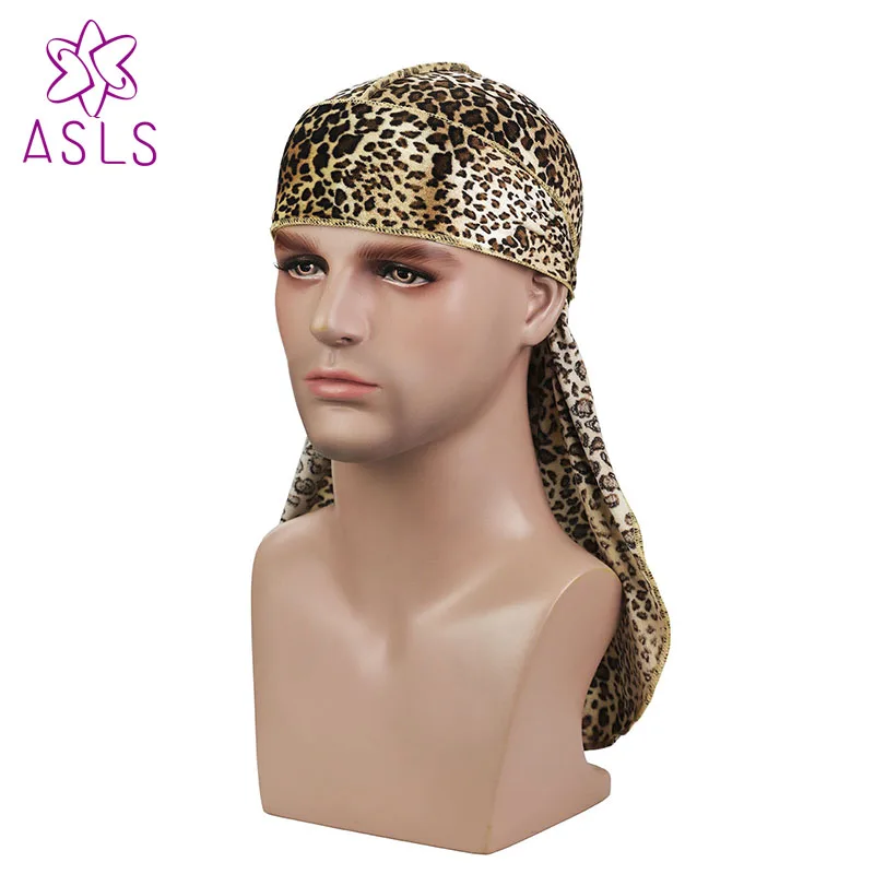 Premium Leopard Print Velvet Durag 360 540 720 Waves Extra Long Tail