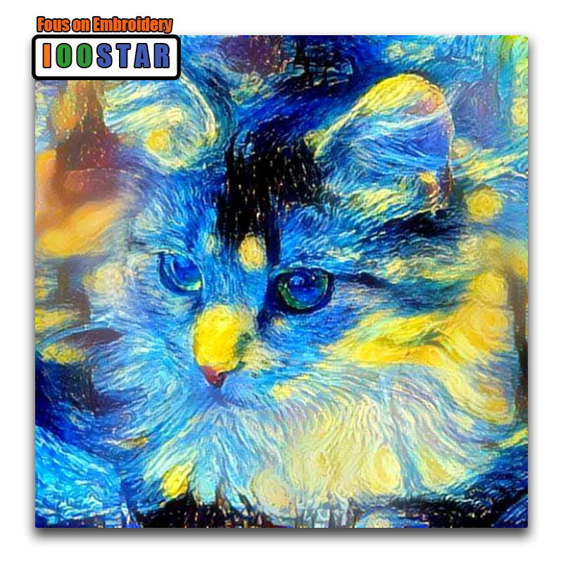 DIY 3D Diamond mosaic Blue cat Full Square Diamond painting Cartoon ...