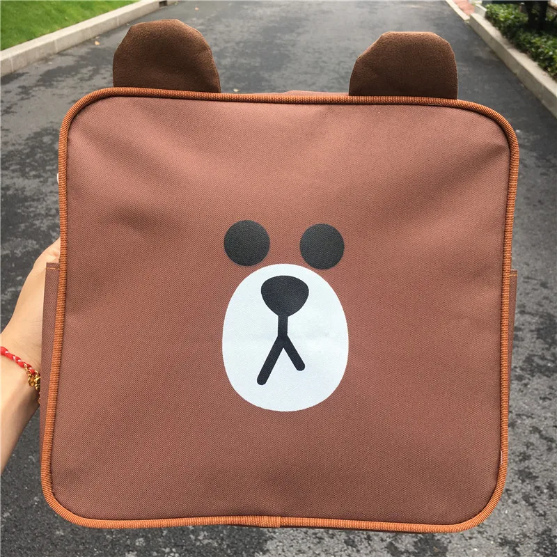 Line Friends Women Cute Brown Bear Shoulder Backpack Cartoon Multi ...