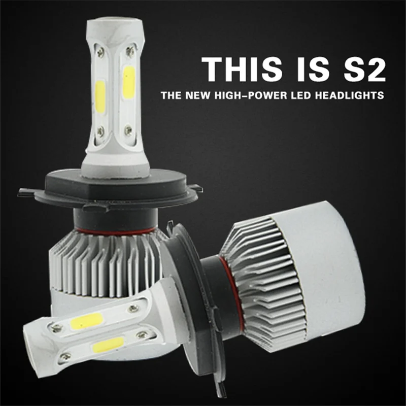 2PCS/set Car Light S2 H4 H7 H1 COB LED Headlight Bulbs H11 H13 12V 9005 ...