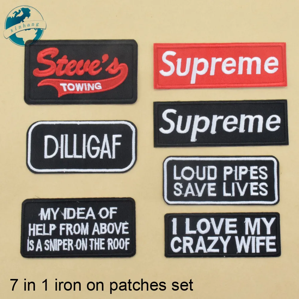 7 mixed designs Iron On Patches set diy appliques set embroidery badge ...
